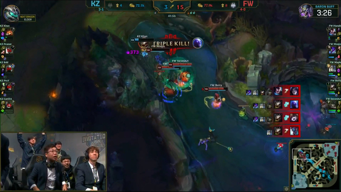 LOL季中赛：FW祭出亚索 四核心压制KZ 全胜战绩位居榜首