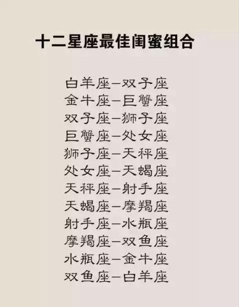 十二星座最佳闺蜜组合,十二星座最爱的黑色物品