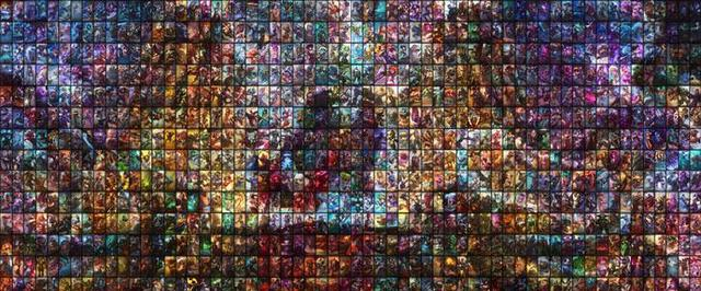 LOL8.3版本一共有960个皮肤，大神用所有皮肤图制作了各种拼图