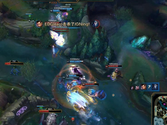 EDG战队50分钟翻盘IG Scout窥屏型佐伊真大腿 iBoy空大发条躺赢