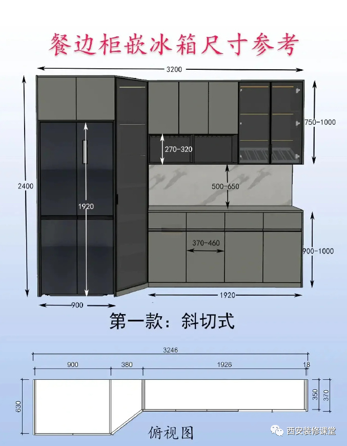 3种餐边柜常见做法，尺寸参考