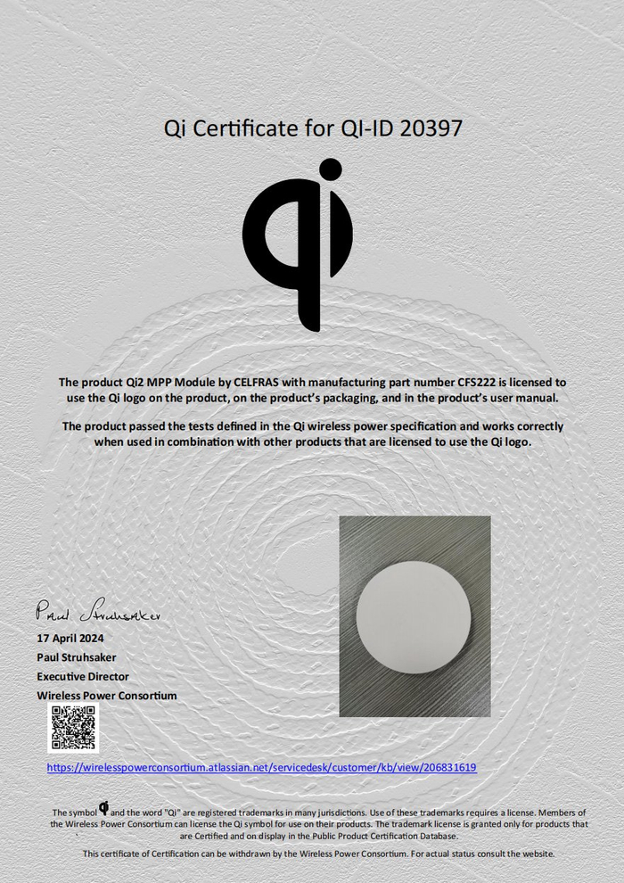 联智MPP无线充电模组通过Qi2认证，CFS222详细解析