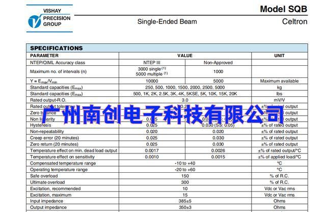 威世世铨称重传感器SQB-500kg 250kg 美国celtron品牌|电子|传感器|美国_新浪新闻