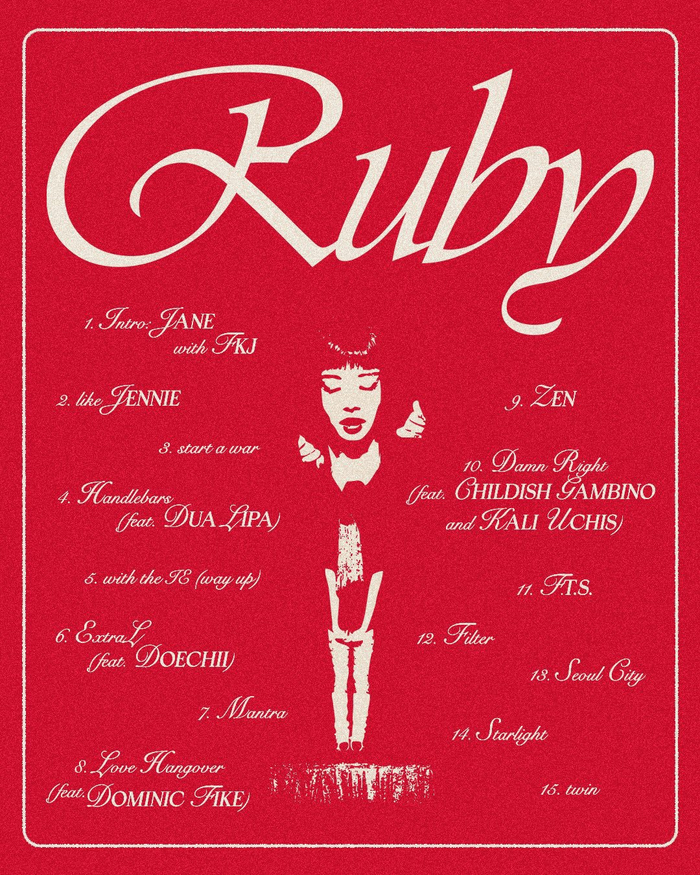 公布了个人首张专辑《Ruby》的曲目列表！一共15首歌！|JENNIE|Ruby|新专辑_新浪新闻