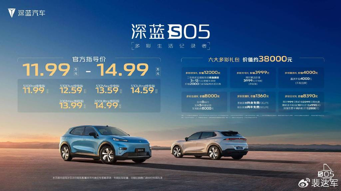 价格真卷,深蓝S05上市11.99万元起,可拍可投智能交互SUV|同级|硬核|得房率_新浪新闻