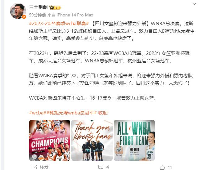 WCBA大结局！超级外援加盟四川女篮，携手三大国手冲击总冠军|斯图尔特|赛季|女篮_新浪新闻