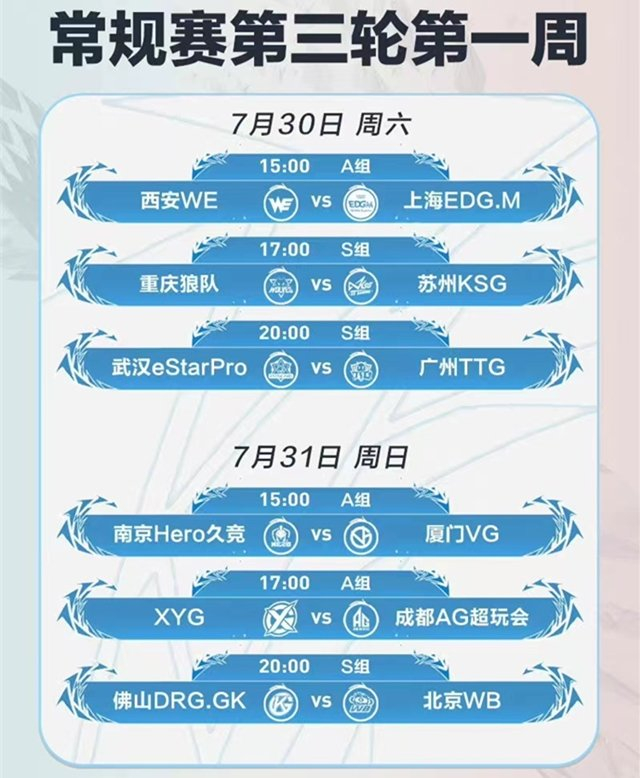 KPL第三轮赛程出炉：KSG首战遭遇完全体狼队，TTG北极星开局！