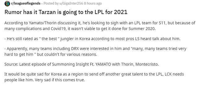 LOL：Tarzan去哪儿大结局！游戏延迟暴露他可能已经来到了LPL