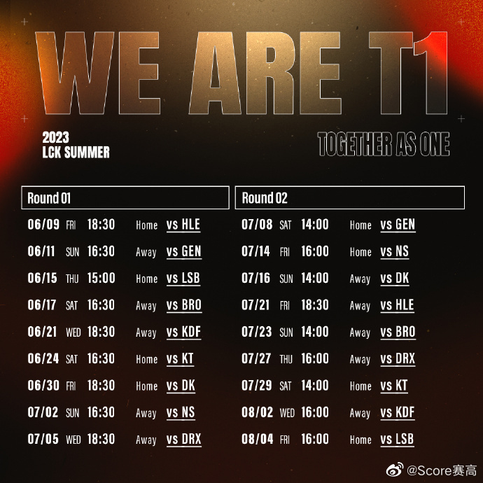 @T1电子竞技俱乐部 2023LCK夏季赛赛程表|赛程表|电子竞技|俱乐部_新浪新闻