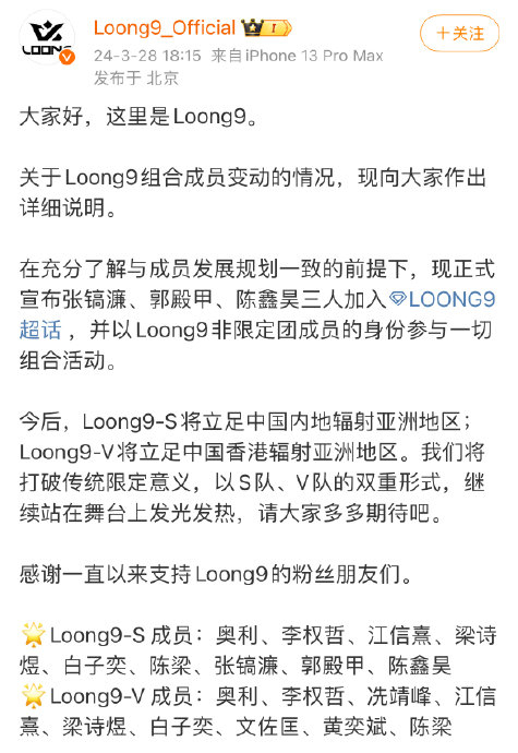 亚洲超星团出道组Loong9刚刚又官宣加入了三个成员：张镐濂、郭殿甲、陈鑫昊…|张镐濂|星团|哆啦A梦_新浪新闻
