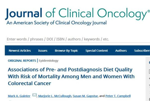 JCO：改善结直肠癌预后从健康饮食开始