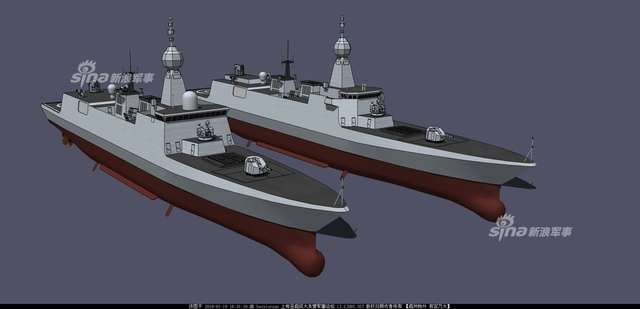 要用全电推进32垂发？我军054B护卫舰CG照神似055_新浪图片