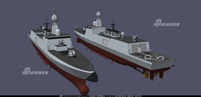 要用全电推进32垂发？我军054B护卫舰CG照神似055_新浪图片