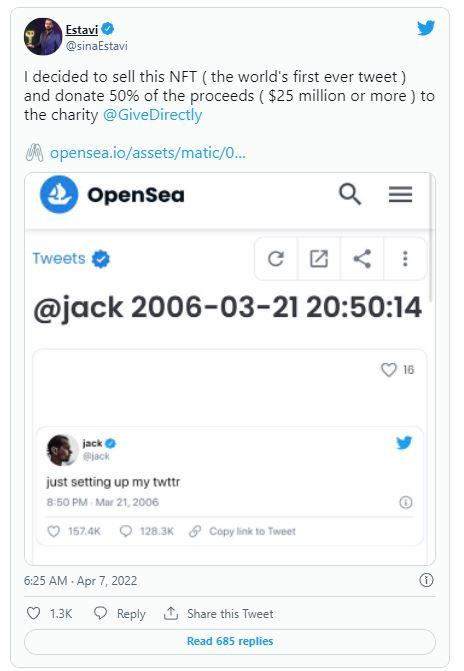 290万美元“天价推特”NFT首轮最高竞拍价仅280美元__财经头条__新浪财经