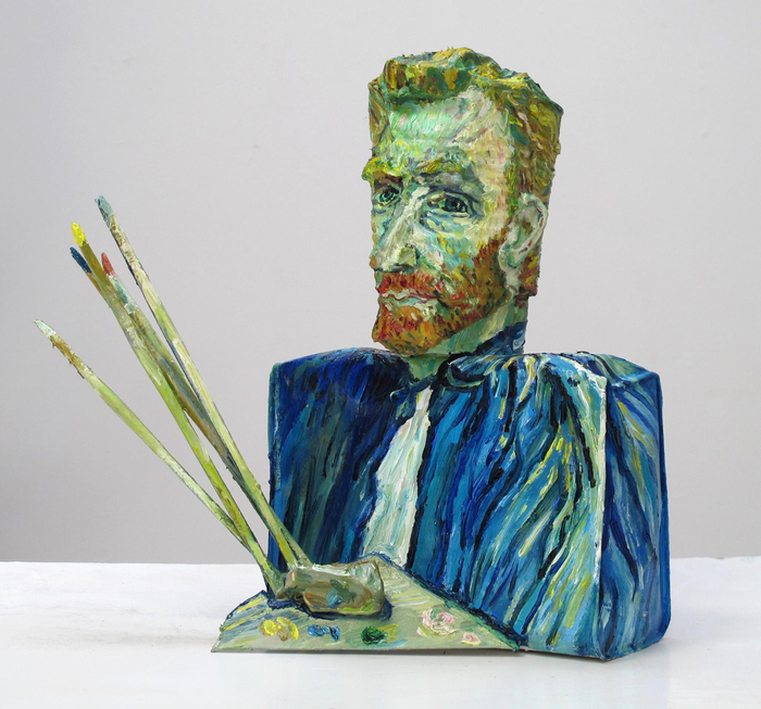 艺术家 Allan Rubin 在铁皮罐头上的绘画艺术品