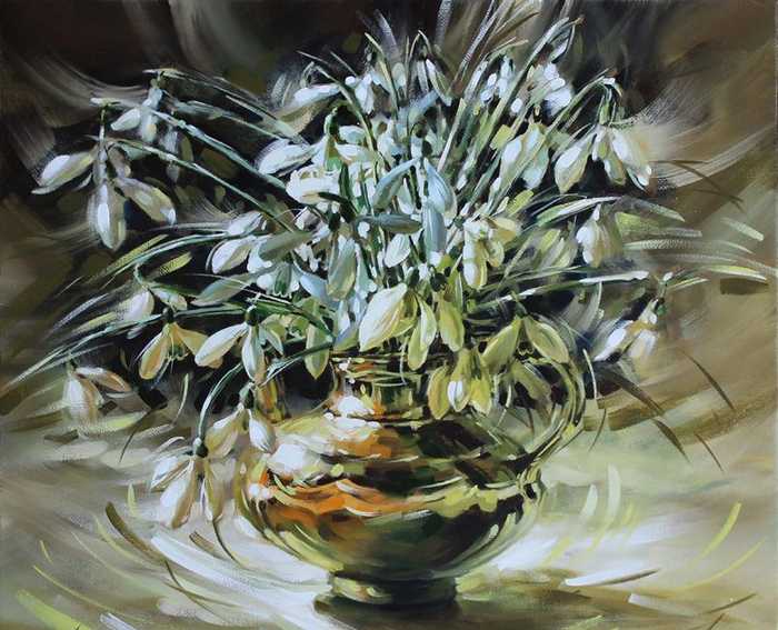 插画：俄罗斯艺术家Rogozina Svetlana Ivanovna花卉作品