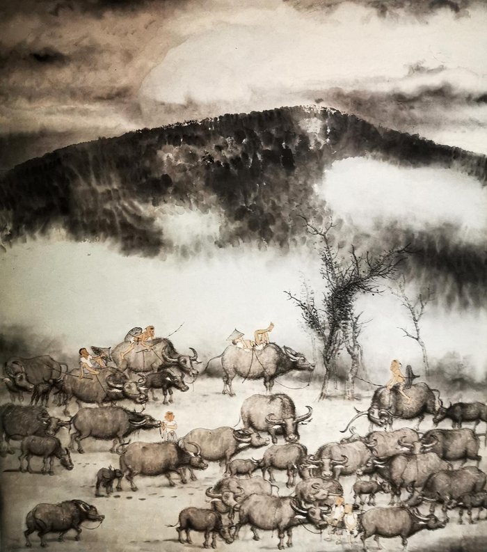 清华大学戴顺智教授《烟雨牧歌·水牛图》系列作品欣赏