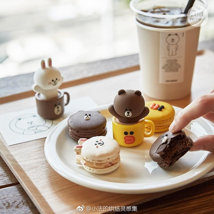 line friends的主题甜品（1）创意冰淇淋马卡龙和小蛋糕~满满的可爱