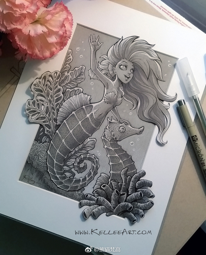 自由艺术家Kellee Riley手绘的美人鱼精致细腻 栩栩如生