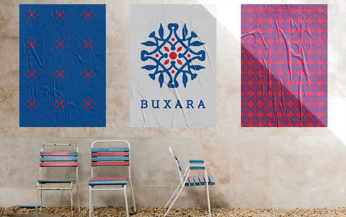 Buxara 餐厅品牌 VI 设计。从 Logo 到整体装饰风格、配色