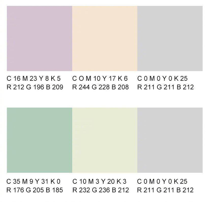 设计配色方案，附有RGB/CMYK色值，收藏！