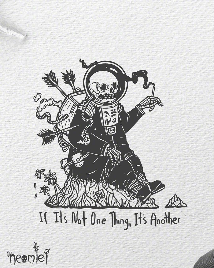 一个骷髅💀的小梦想！来自插画师 Neomlei 绘画作品 | ins|插画师|骷髅|微博_新浪新闻