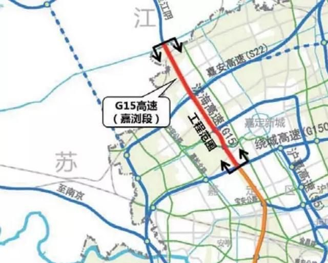 介绍上海市G15沈海高速的嘉浏段拓宽：郊环到省界，扩建为10车道