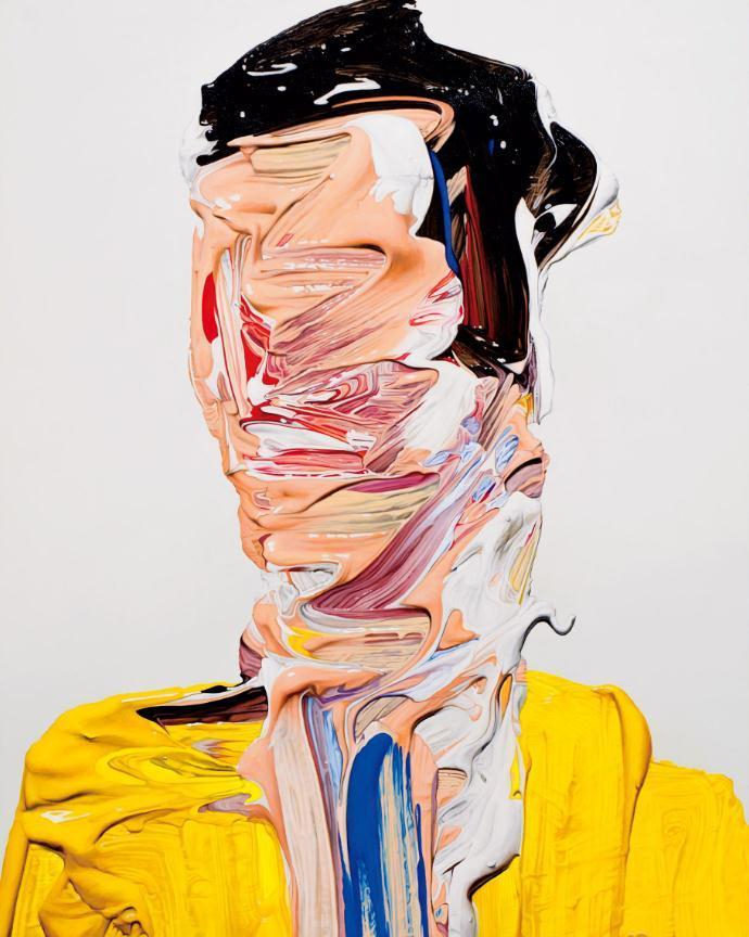 艺术家Teppei Takeda使用手势笔触来创作他的主题的抽象肖像