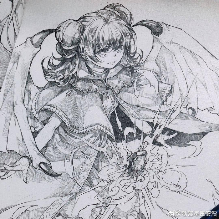 动漫人物线稿，画的太棒了！ minmonsta