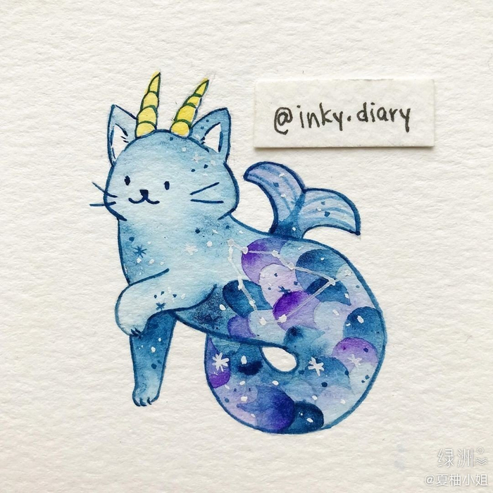 十二星座系列水彩星空插画～ ：inky.diary
