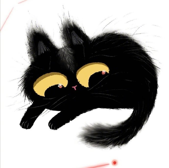 插画师Dan Tvis画的超萌小黑猫