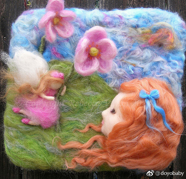 Rebecca Varon，美国女艺术家，她用羊毛作为画笔