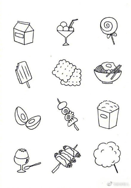 各类食物简笔画，学起来，教孩子画！