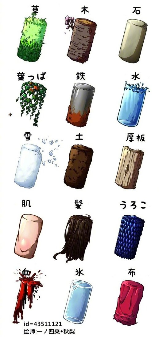 绘画素材 | 动漫场景15种不同材质的绘制表现！