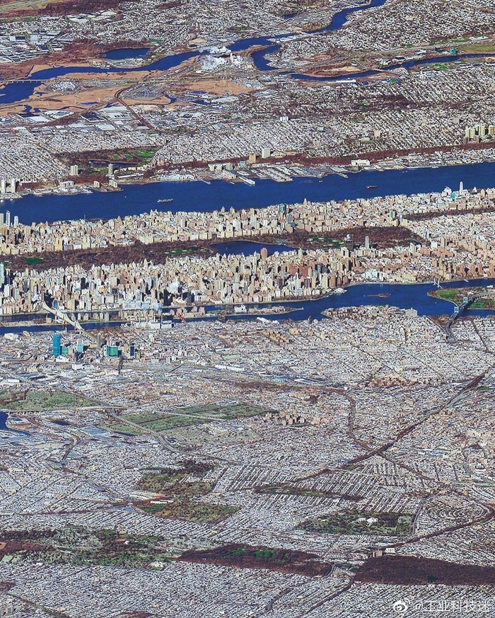 WorldView-3高分辨率遥感卫星超低角度拍摄的纽约