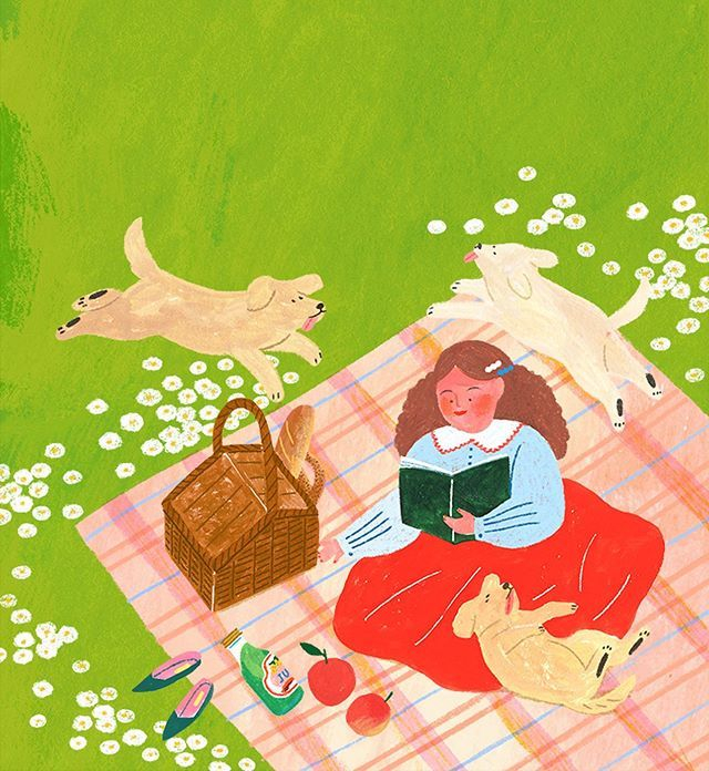 插画师_kang_han_的一组春日插画作品，明媚的色彩，铺面而来的春风~