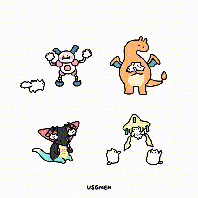 知名gif推主 USGMEN 绘制的宝可梦系列，敲可爱__财经头条