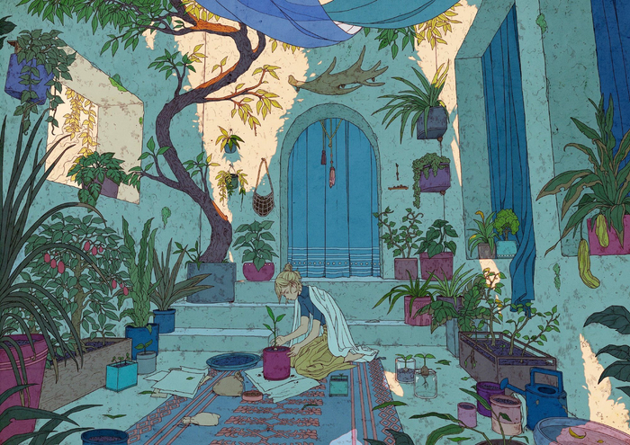 芬兰插画师 ionomycin 奇幻场景复古插画.