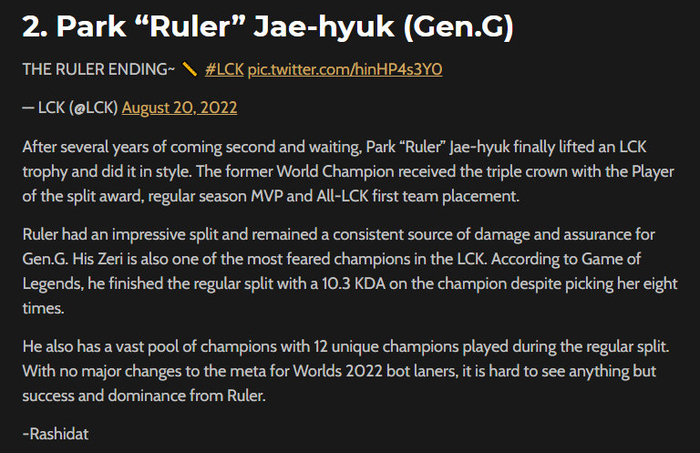 外媒评选S12下路选手TOP5：Viper第一