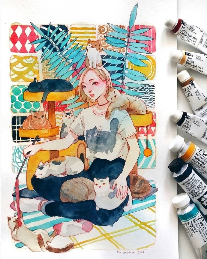 水彩少女~ 插画师 Ashiya Kisa