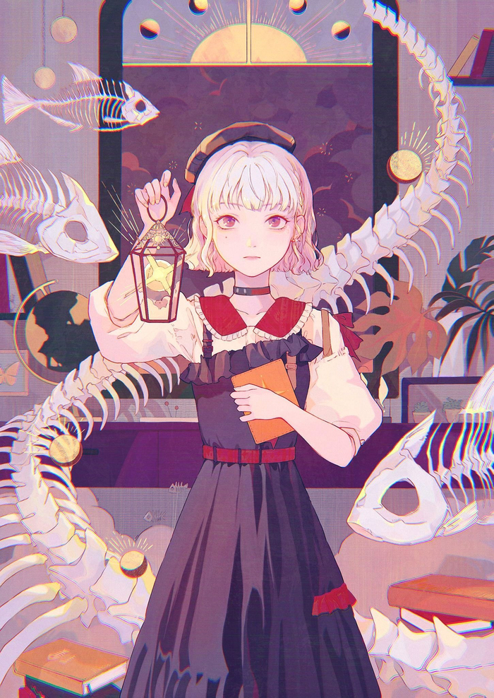 来自画师 Riness 的一组人物插画作品，唯美梦幻的色彩……