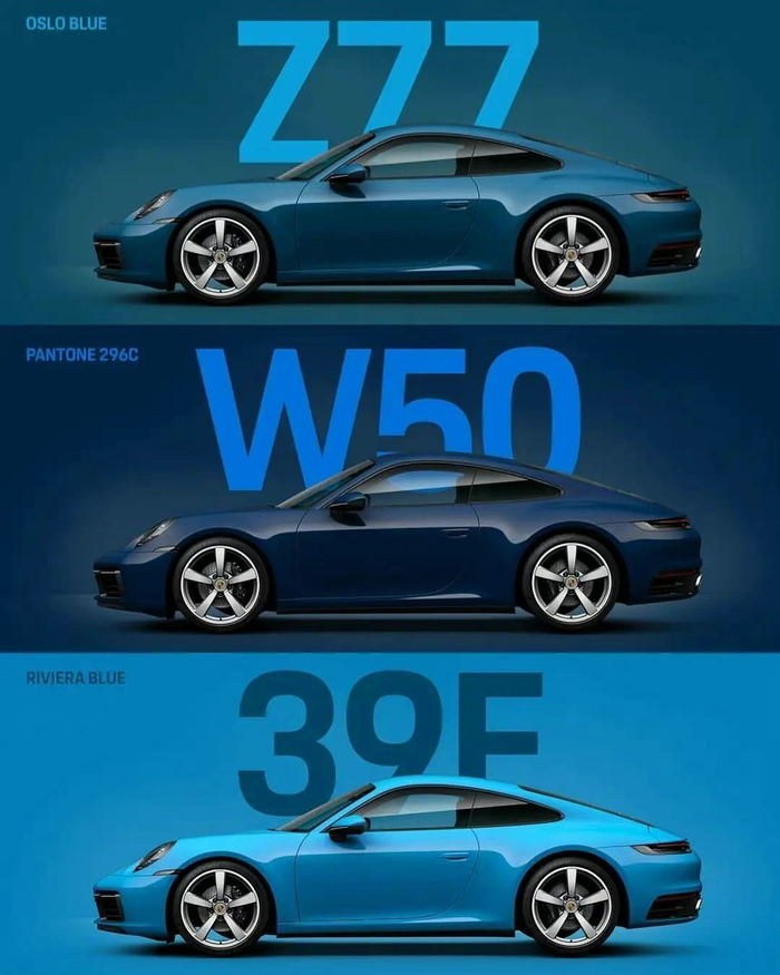 保时捷911，光是一个蓝色就能分成20多种