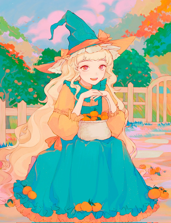 来自画师 Riness 的一组人物插画作品，唯美梦幻的色彩……