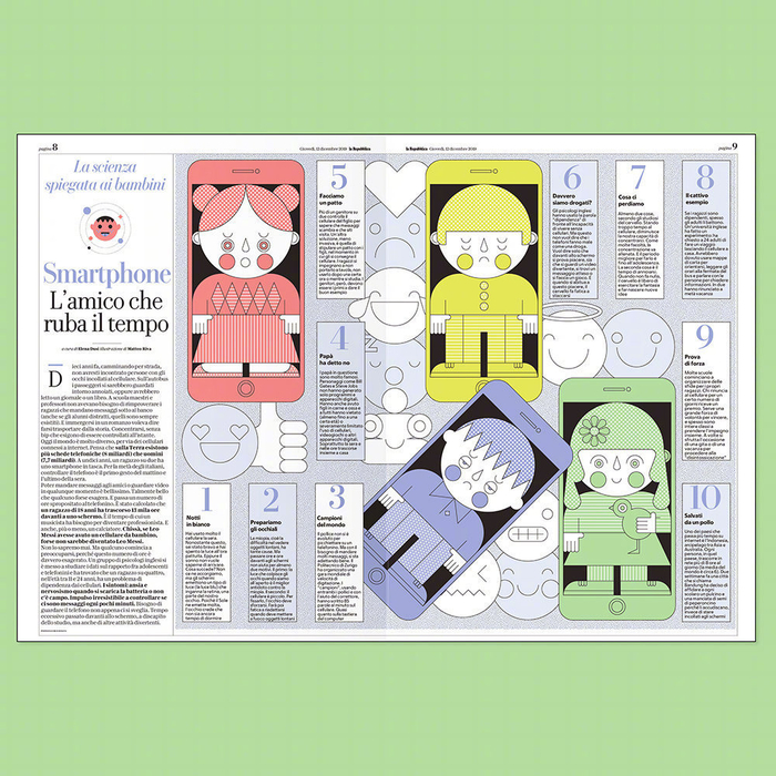 来自设计师 Matteo Riva 插画报纸版式设计参考