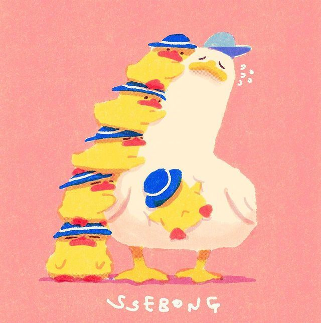 韩国插画师 Ssebong Kim 笔下鸭鸭的生活，配色温暖……|鸭鸭|插画师|笔下