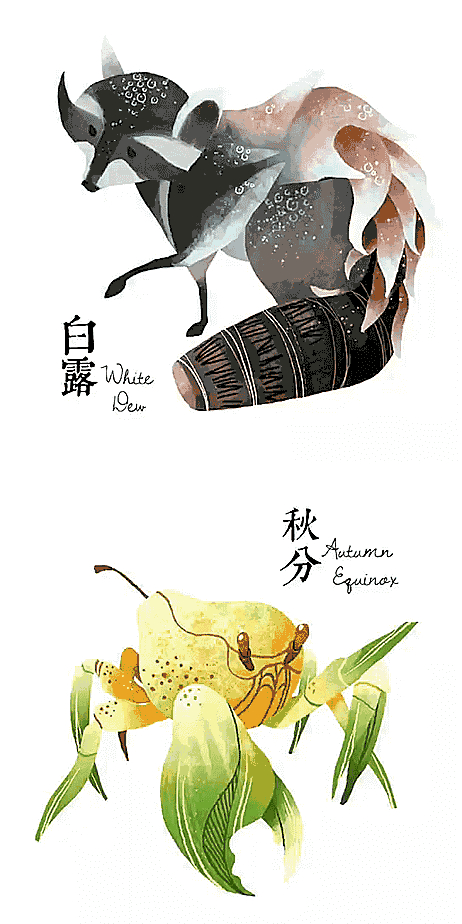 插画师 Cinyee Chiu 笔下的动物版二十四节气画作