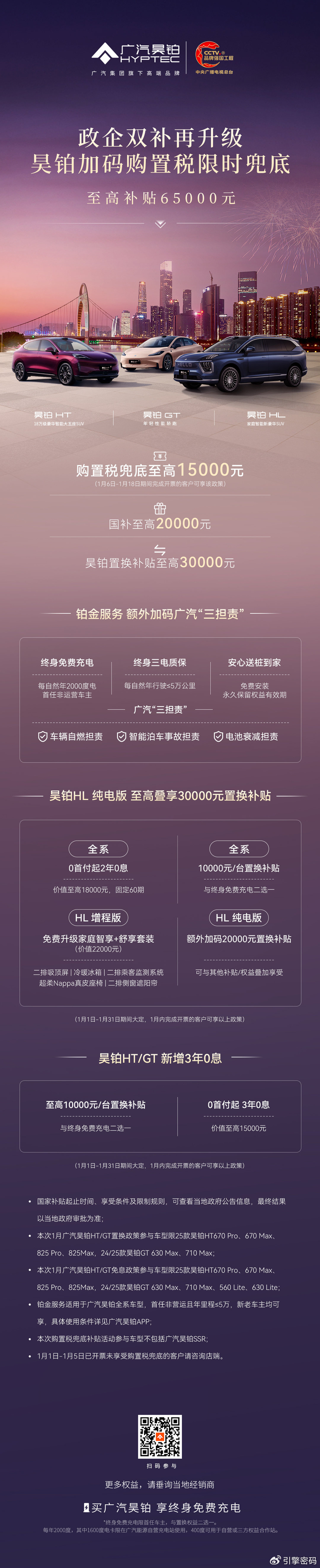 “政企双补”叠加购置税兜底，一月买昊铂至高补贴65000元