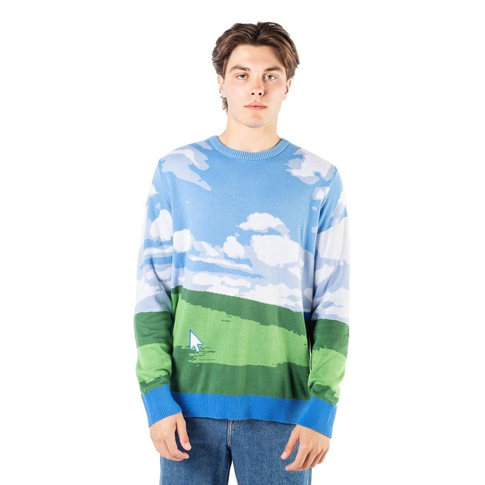 微软今年的丑毛衣主题是 Windows XP 经典「草原」壁纸……