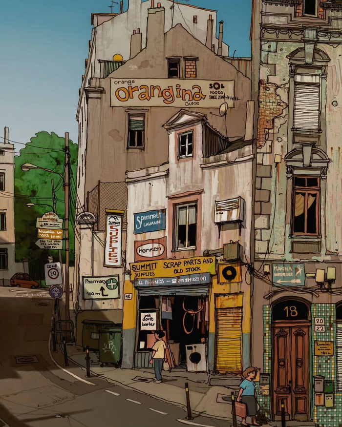 一组小镇风景插画设计 ：_alariko