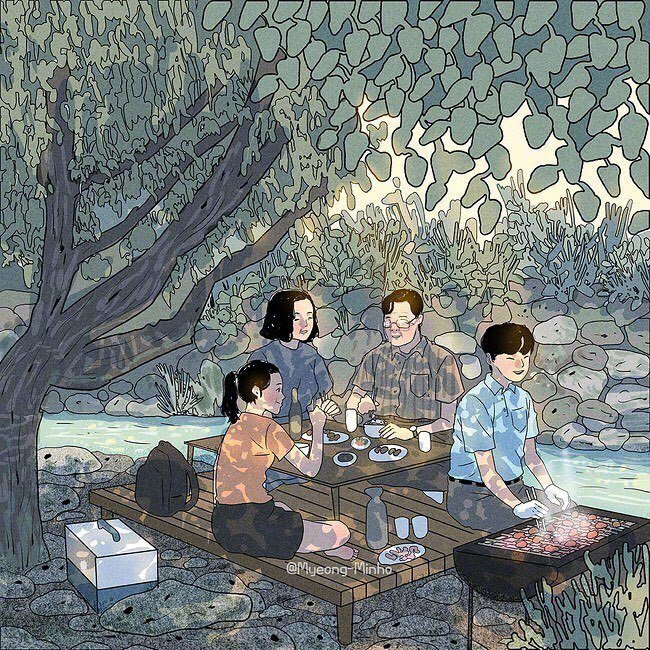 来自插画师 Myeong-minho 温馨的绘画作品~